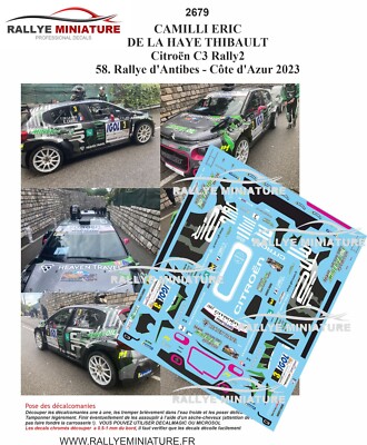 DECALS 1/32 REF 2679 CITROEN C3 CAMILLI RALLYE ANTIBES 2023 RALLY | eBay