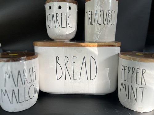 Rae Dunn Set. BREAD Box + Garlic ,peppermint,marshmallows And Treasures ...