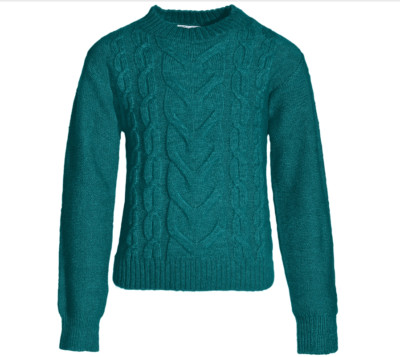Epic Threads Girls Solid Cable Knit Crewneck Sweater Ocean Pine Size 6 ...