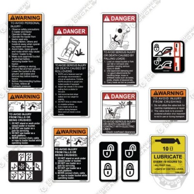 Fits Kubota Front End Loader Warning Decal Kit Aftermarket Sticker Set ...