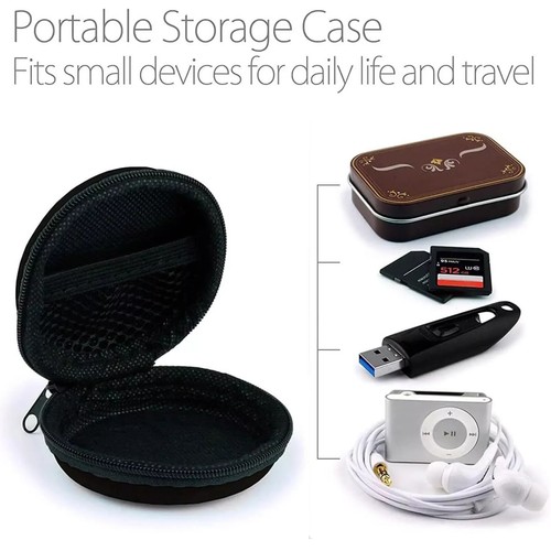 Set of 2 (1 Black,1 Blue)Earbud/Headphone Hard Protective Carrying Case ...