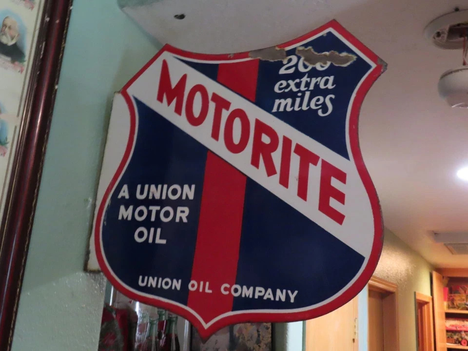 Rare Vintage Original 1920s Motorite Gas Oil Porcelain Flange sign | eBay