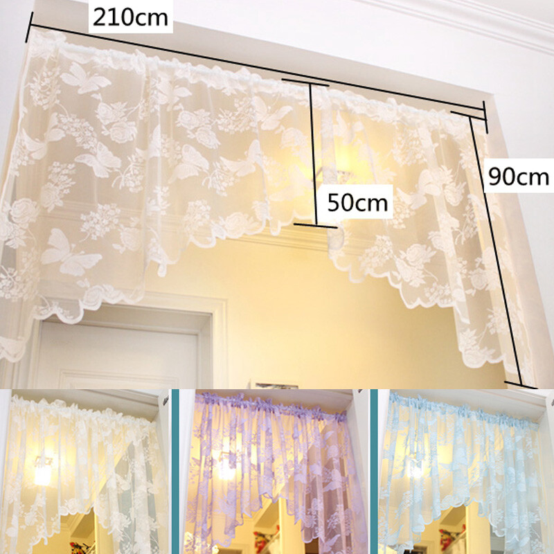 1X Arched Lace Curtain Doorway Butterfly Embroidery Room Partition ...