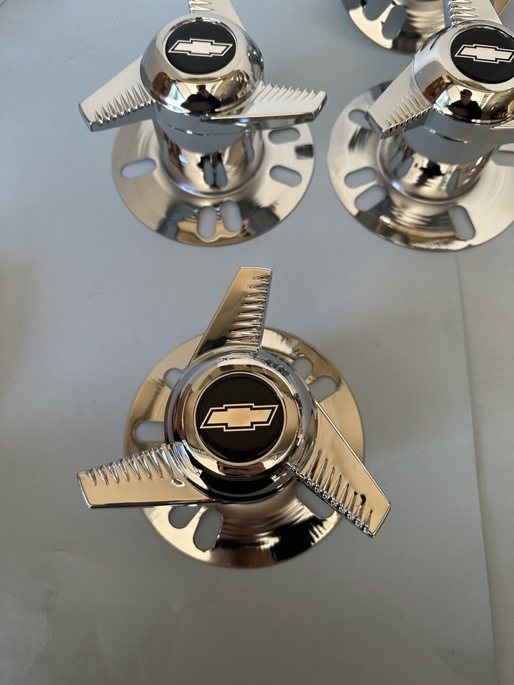 (4) 3 BAR FLUTED SPINNER CENTER CAPS 5 LUG CRAGAR SST VINTAGE WHEELS 3. ...