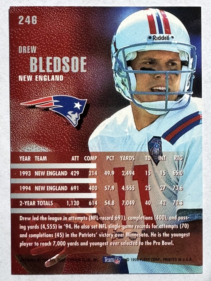 DREW BLEDSOE New England Patriots 1995 Fleer Football Card #246 | eBay