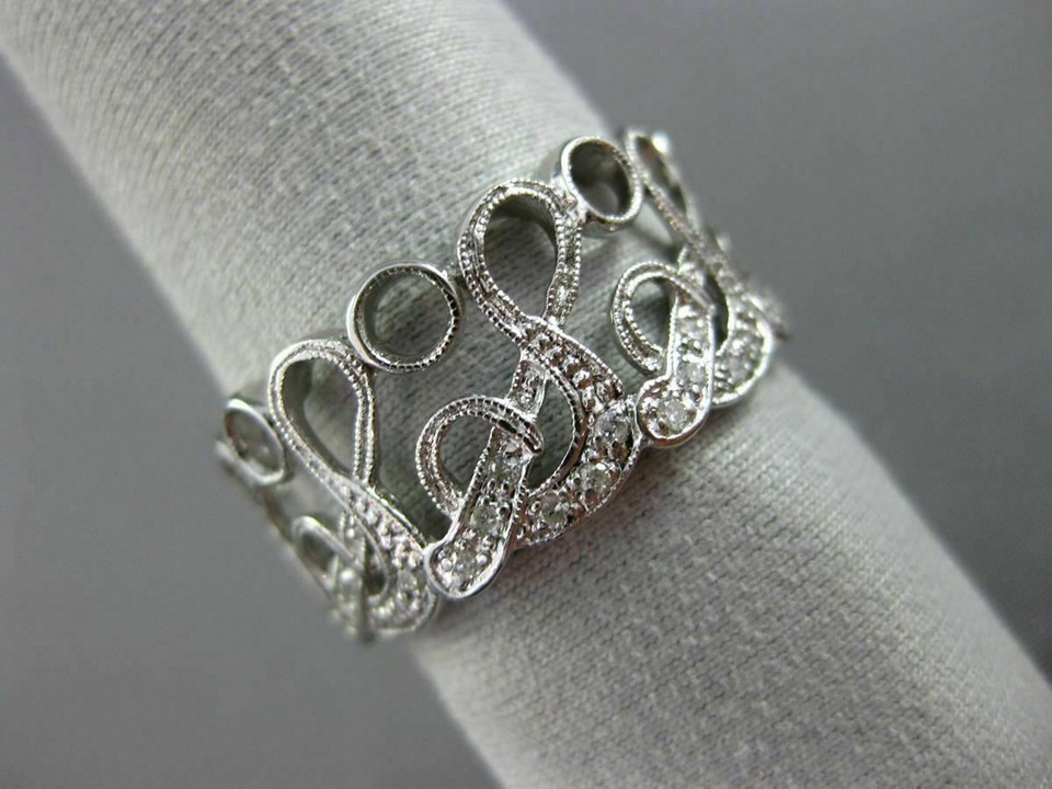 ESTATE .22CT DIAMOND 14KT WHITE GOLD 3D FILIGREE MUSICAL NOTE ETERNITY ...