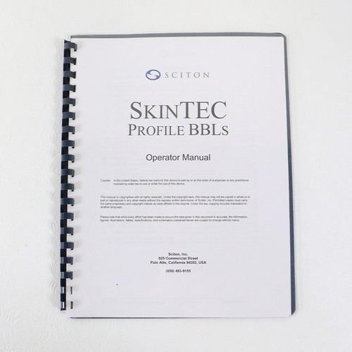 Sciton Profile Laser Operator Manual Operation Training Treatment Guide ...