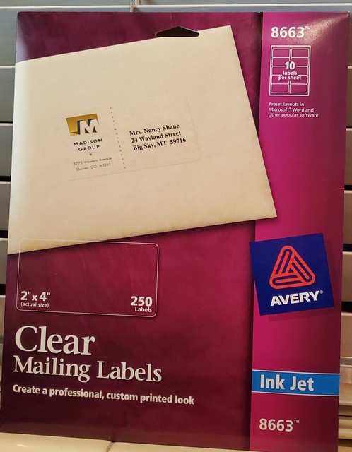 5 Packs Avery 8663 Clear Easy Peel Shipping Labels 2 X 4 250 Labels 5 Packs Avery 8663 Clear Easy Peel Shipping Labels 2 X 4 250 Labels