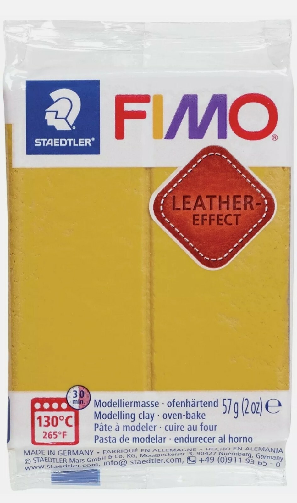 Set of 5 Staedtler Fimo Leather Effect Polymer Clay 2oz Ocker /yellow ...
