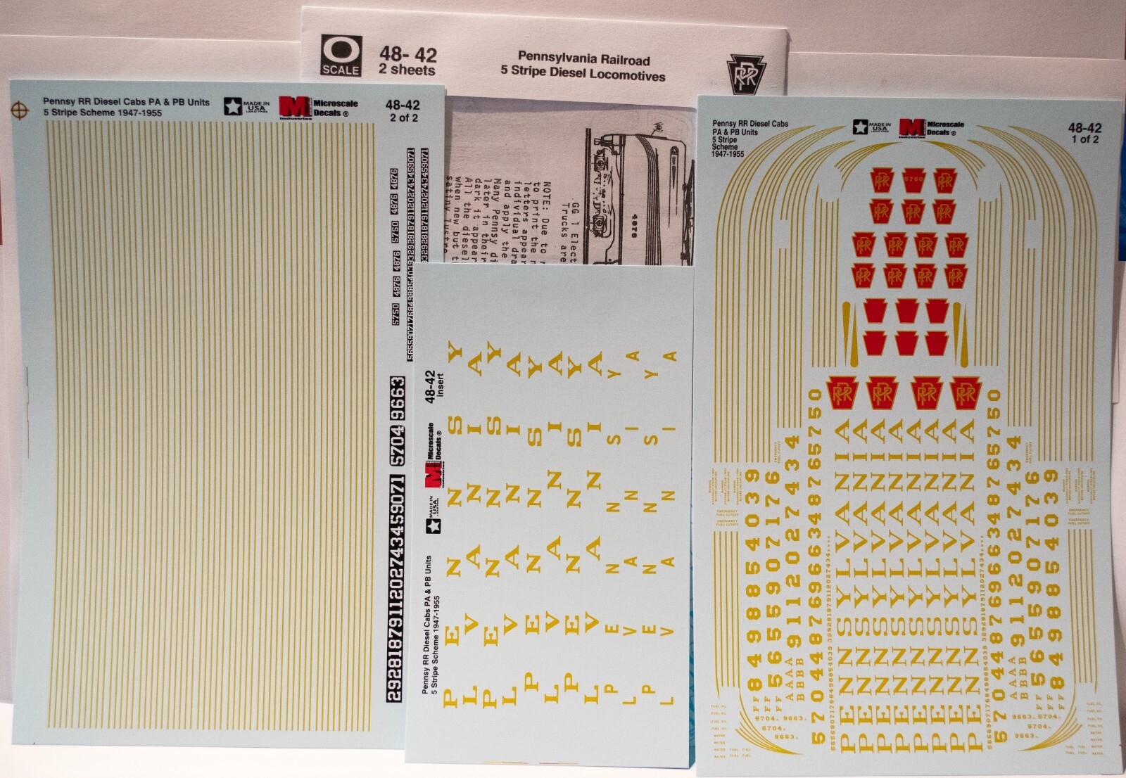 Microscale O #48-42 Pennsylvania - PRR -- Five-Stripe Cab Unit Diesels ...