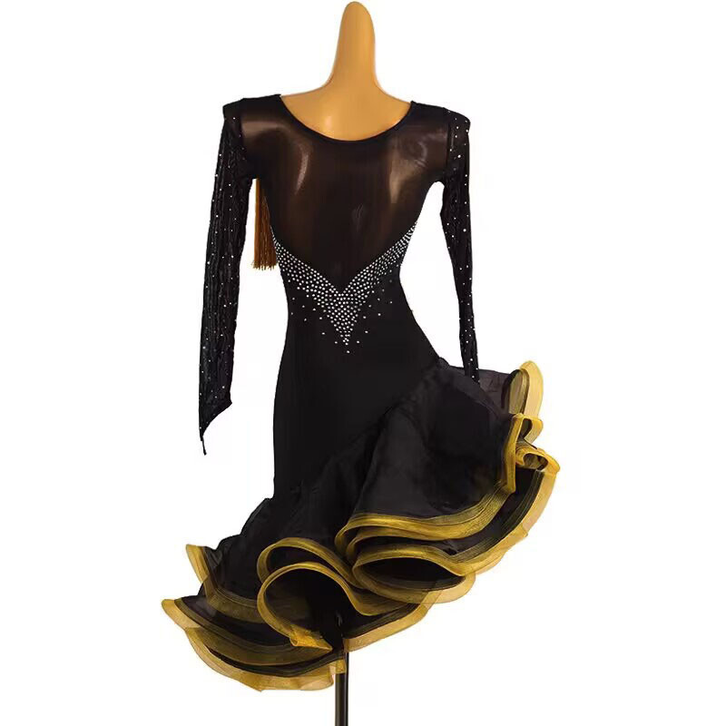 Latin Rumba Salsa Fishtail Dance Dress Fringes Ballroom Cha Cha ...