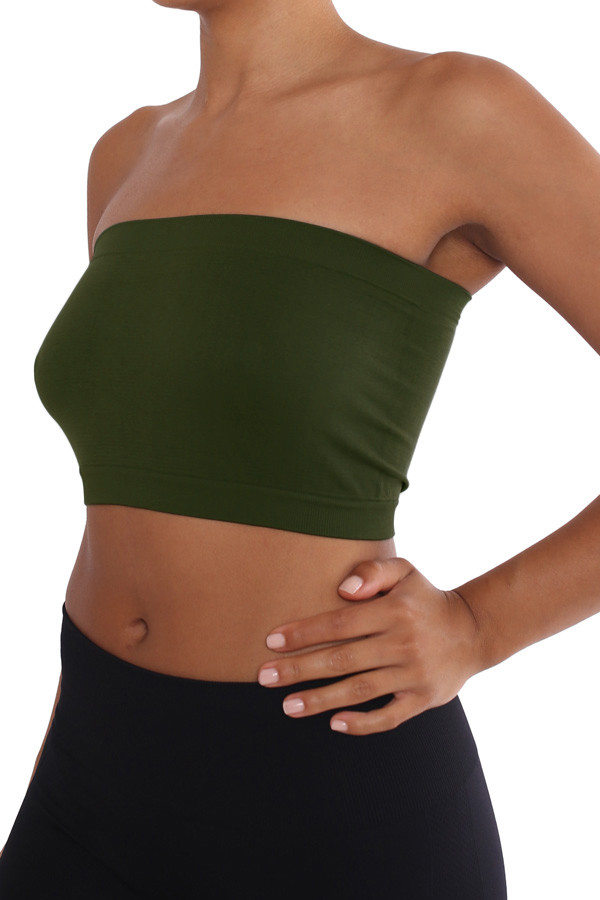 Seamless Tube Top Layering Bandeau Stretchable Spandex Bra REG and PLUS ...