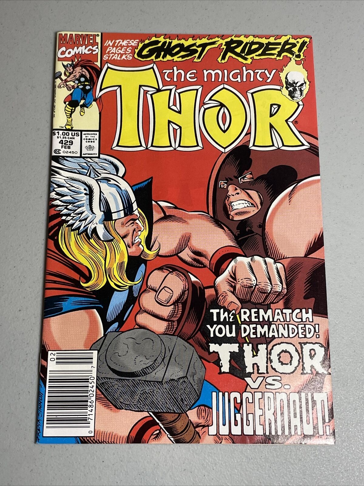 The Mighty Thor #429 vf/nmt Juggernaut Ghost Rider 1991 Marvel Comic ...