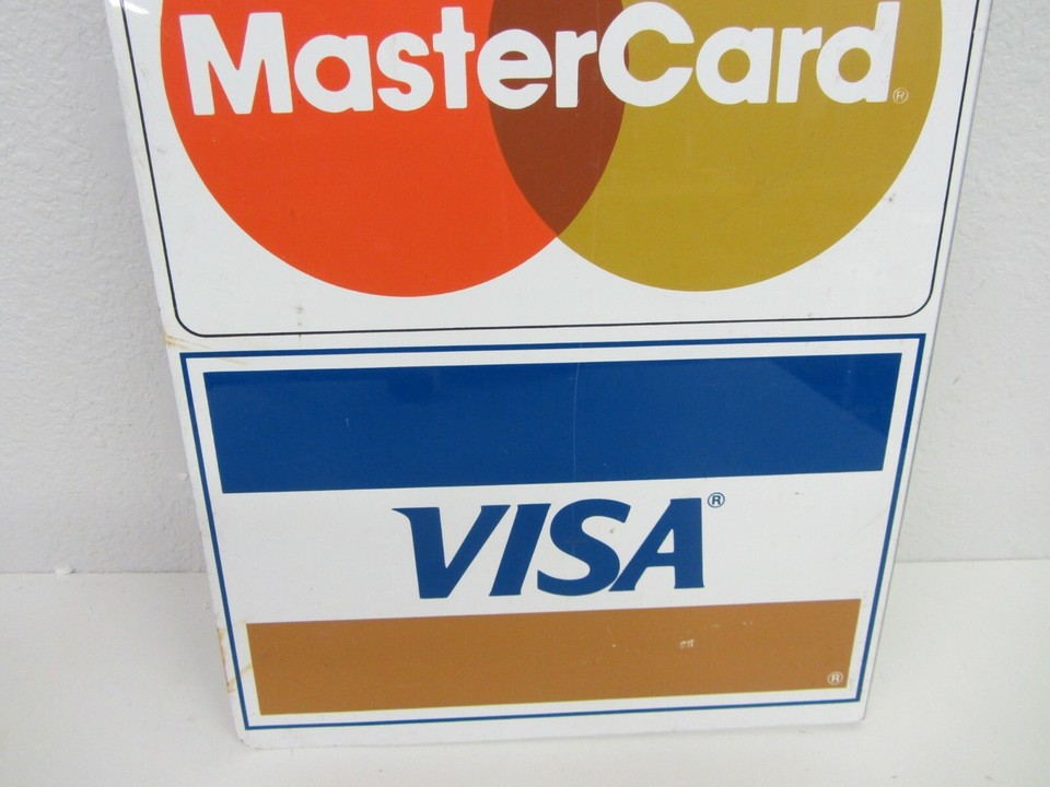 Vintage Metal Visa & Mastercard & Discover Credit Card Double Sided ...