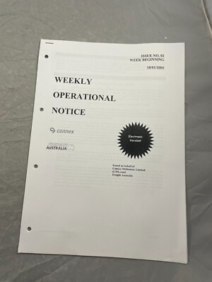 Weekly Operational Notice Connex & Freight Australia #2 Week beginning ...