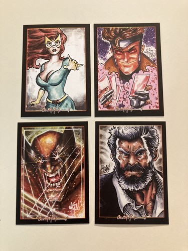 Jean Grey Marvel Girl Gambit Logan Wolverine 4 Sketch Card Print Set ...