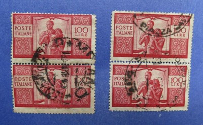 Italian Stamps in Glassine Envelopes (Lot 44) Scott 477 (2 pair linked ...
