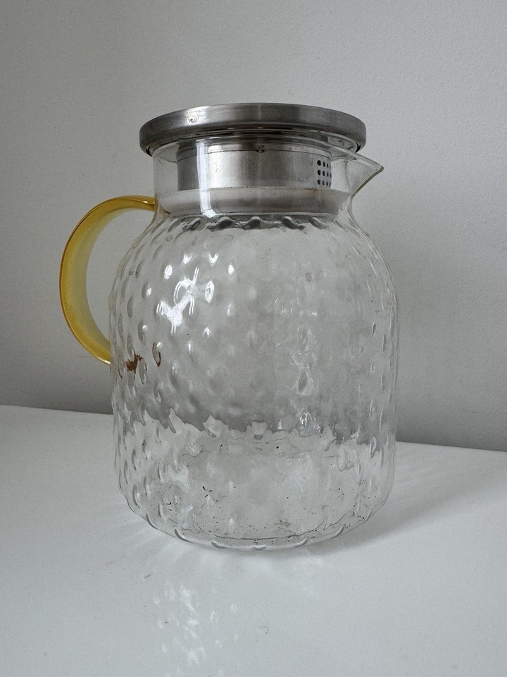 Borosilicate Glass Stainless Steel Pitcher W Lid Bore Design Cold Hot ...