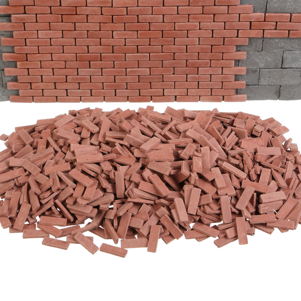 Mini Bricks, Small Bricks for Crafts, 1:12 Scale Dollhouse, Red ...
