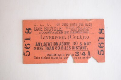 Railway Bicycle Ticket CLC 30 miles distant to Liverpool (Cent) | eBay