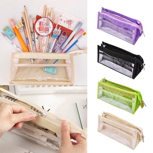 Transparent Pen Case Large Capacity PVC Storage Organizer Pencil Bag ...