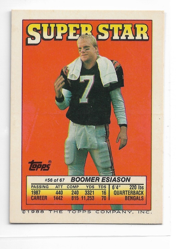 1988 TOPPS STICKER BOOMER ESIASON #56 Cincinnati Bengals Saints | eBay