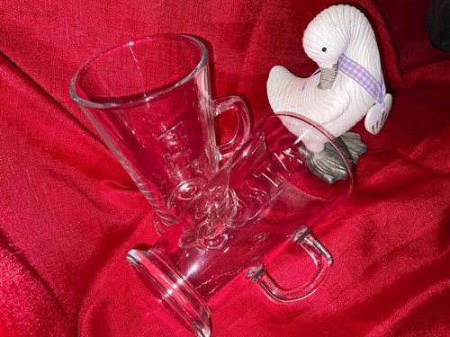2 x Costa Coffee Tall Glass Mugs Latte Hot Chocolate Embossed Logo ...