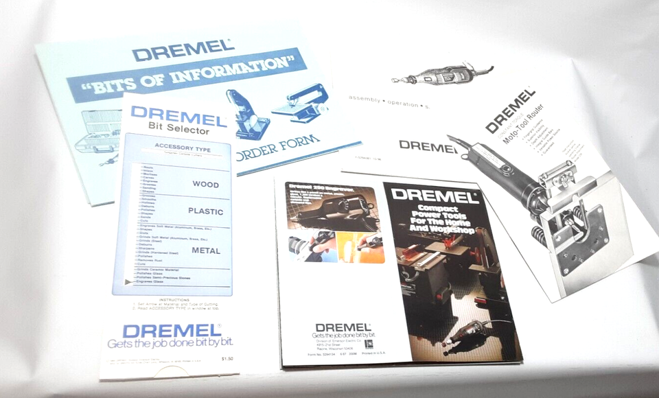 Dremel Tool Accesory Brochure, Bit and RPM Selector Slide Rule, Catalog ...