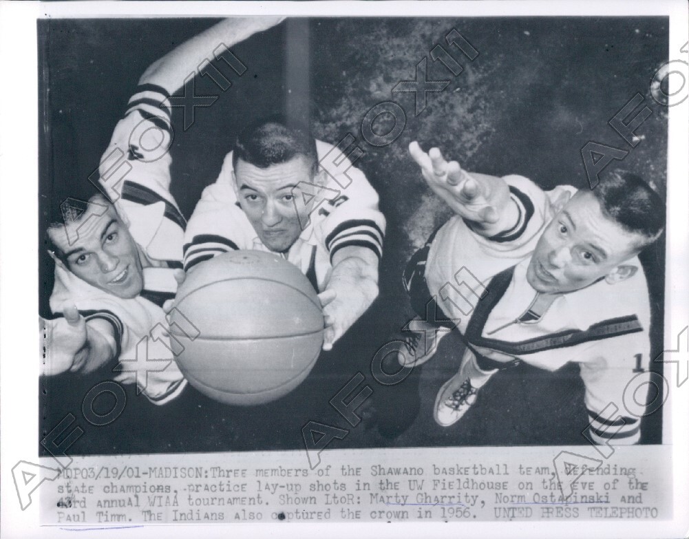 1958 Shawano Basketball Marty Gharrity Norm Ostapinski Paul Timm Press ...