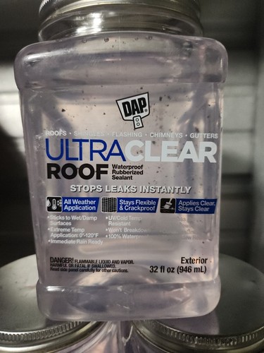 DAP Ultra Clear Roof Waterproof Rubberized Sealant 32oz Stops Leaks ...