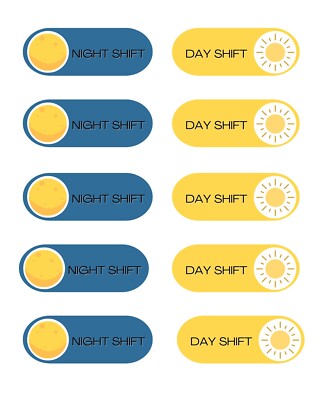 night shift & day shift sticker sheet, planner, dairy, waterproof ...