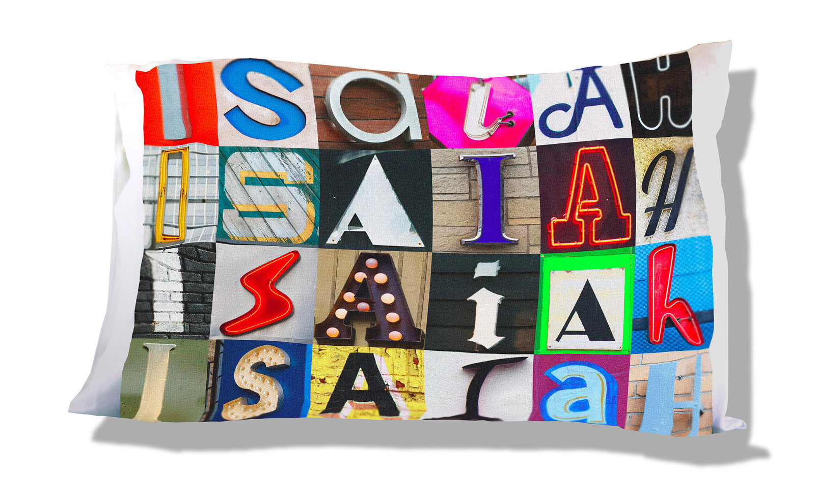 ISAIAH Personalized Pillowcase featuring photos of actual sign letters ...