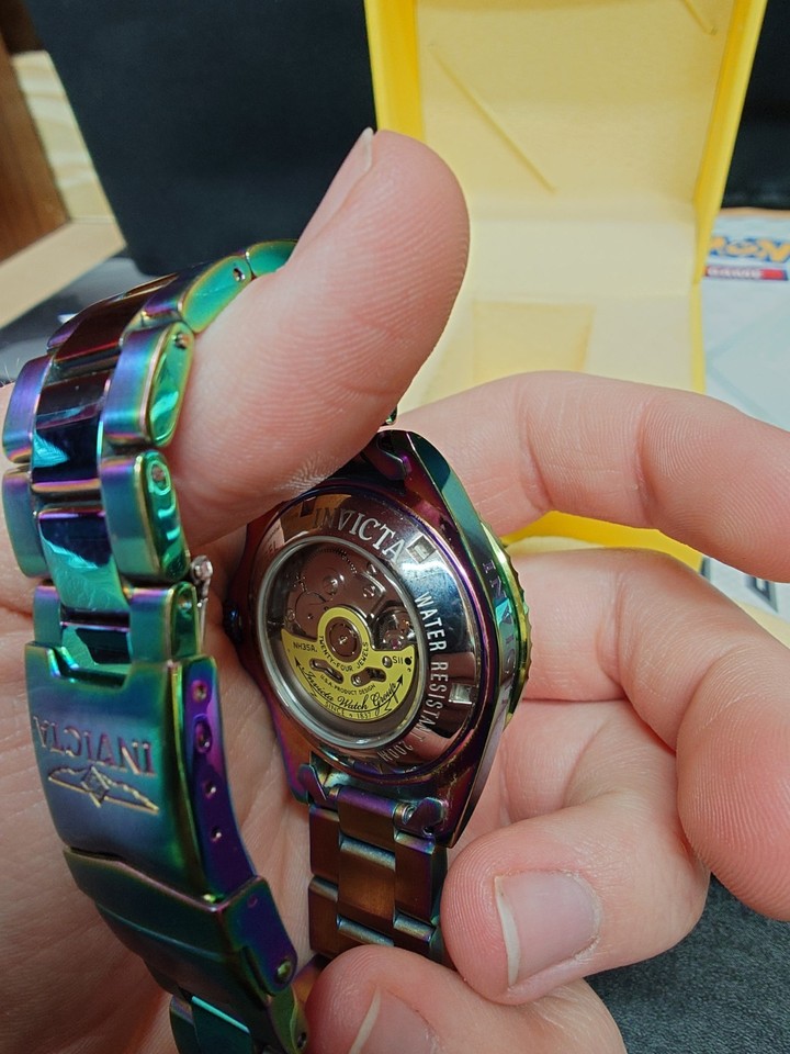 Invicta 40mm Pro Diver Iridescent Automatic Date Black Dial SS Watch ...