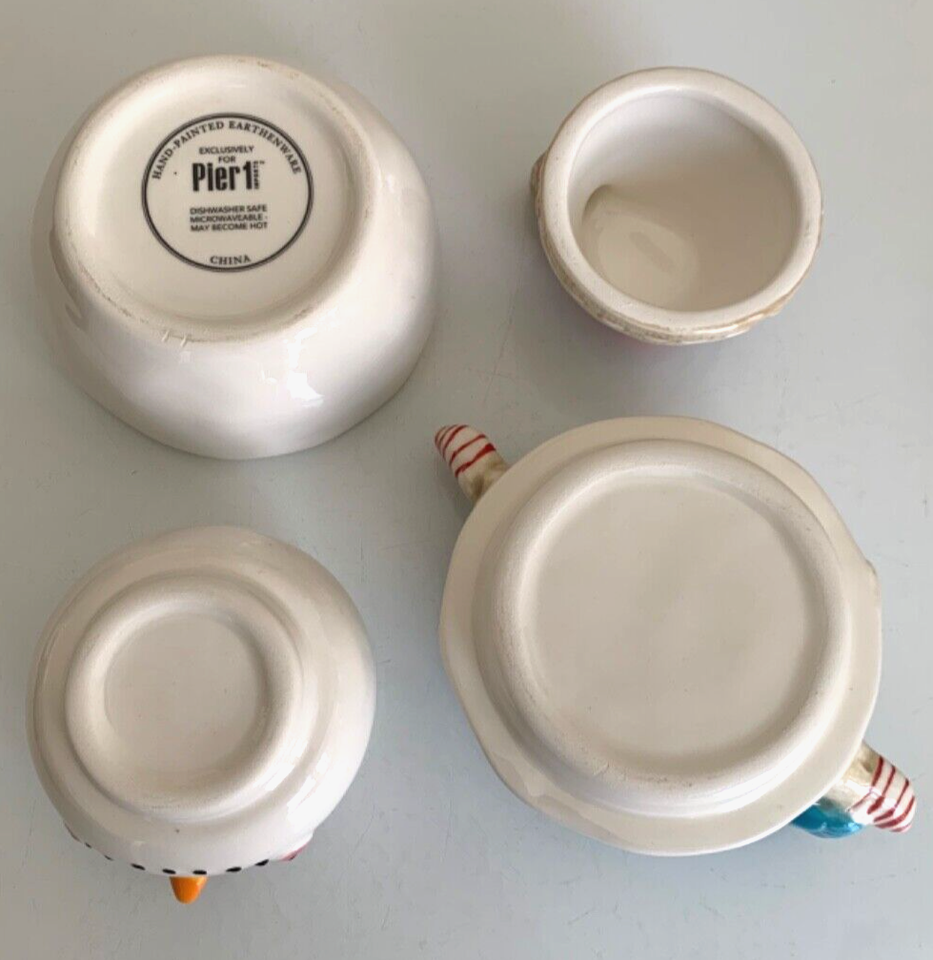 PIER 1 Measuring Cups Set/4 SNOWMAN Hand Painted Shiny Holiday Stacking ...