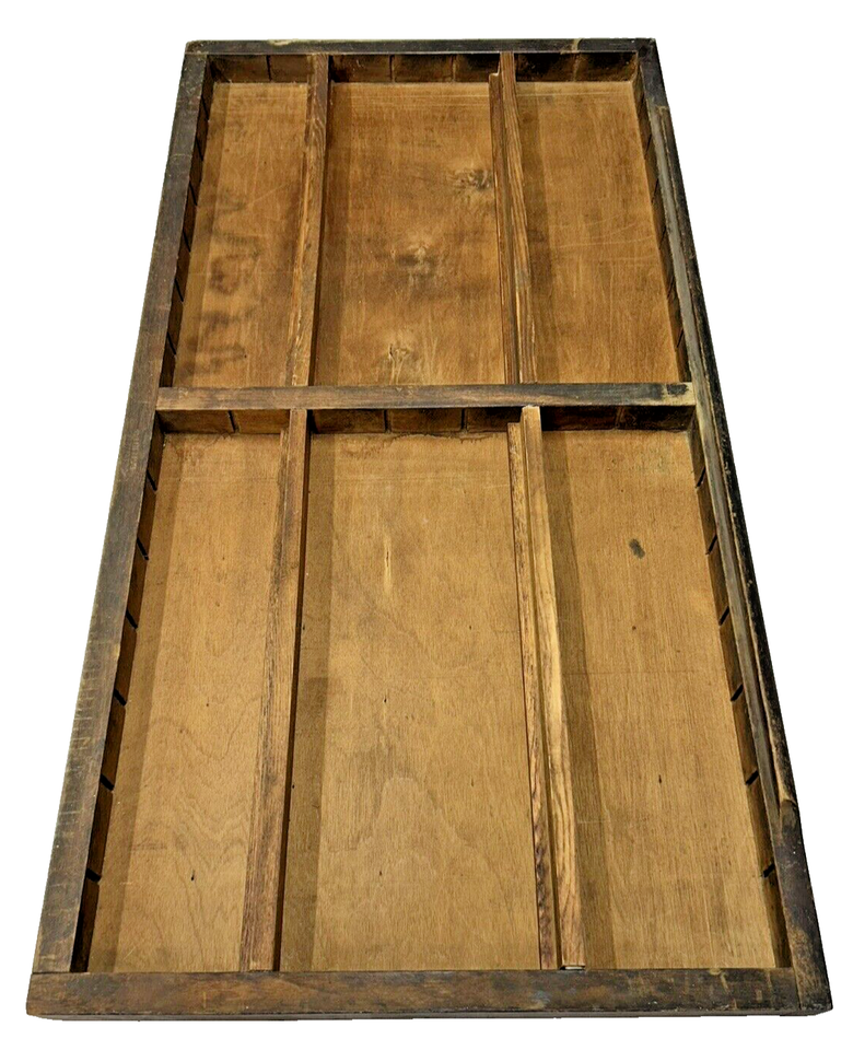 Vintage Wooden Printer Drawer Letterpress Type Set Tray Shadow Box 16.5 ...