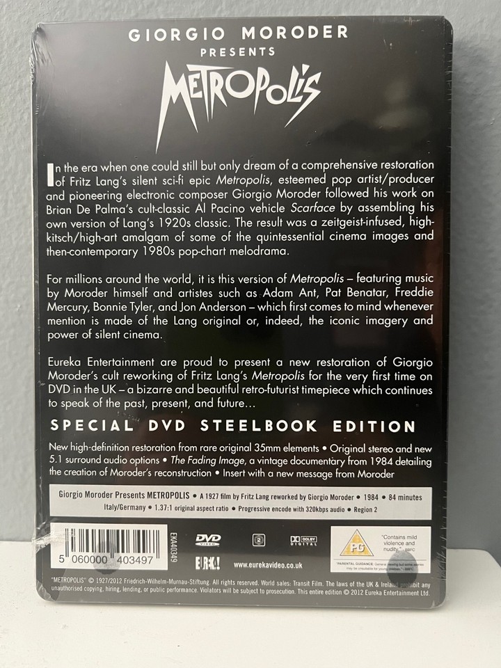 Giorgio Moroder Presents Metropolis DVD Steelbook [RARE] *READ* | eBay