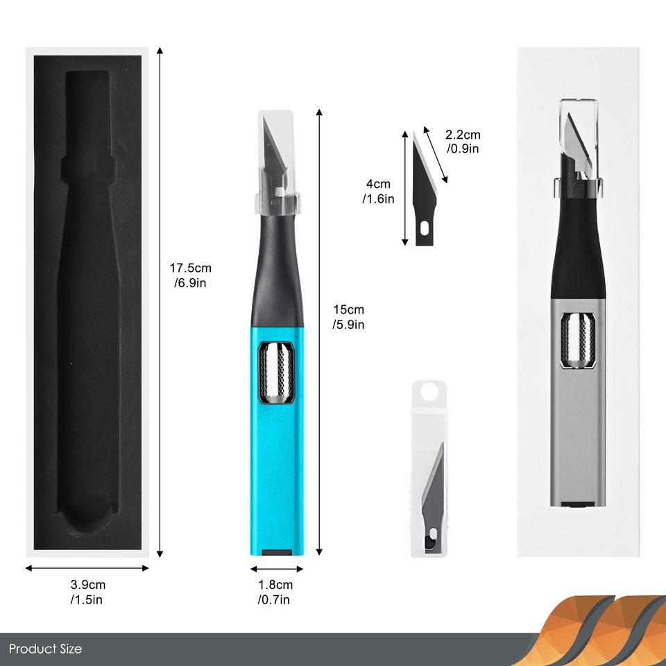 Blue Exacto Knife Set 10 Blade For Paper Craft Pen Hobby Cutter Razor ...