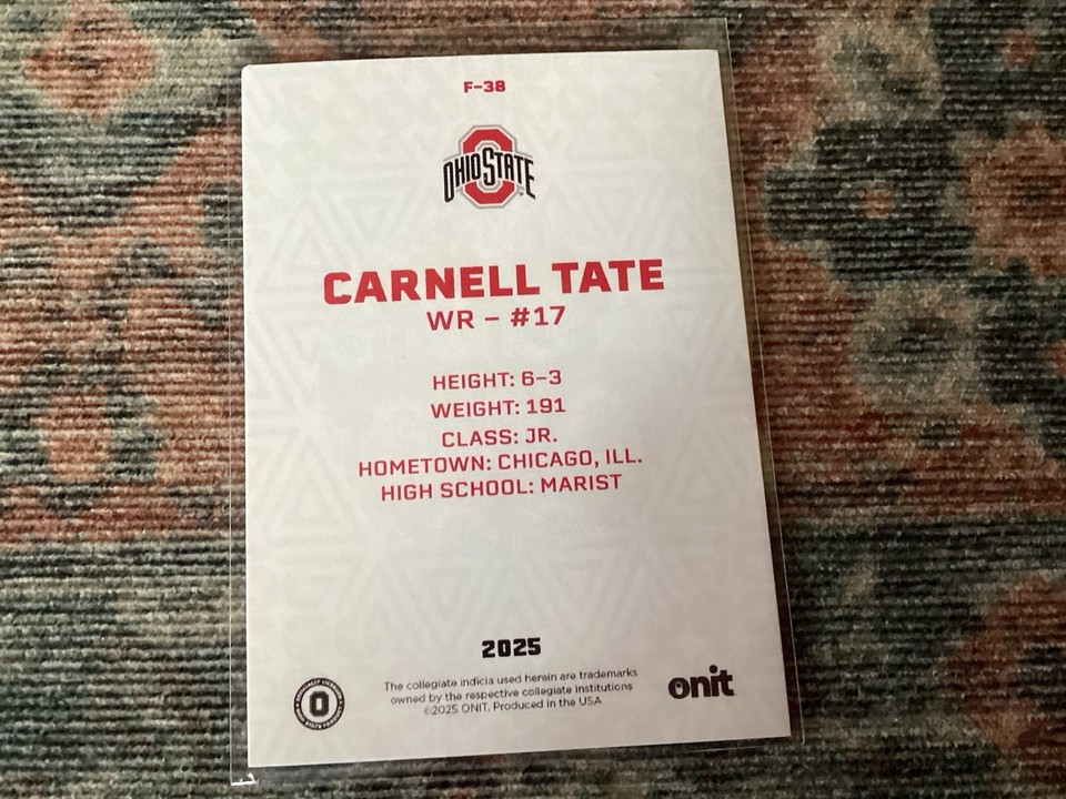 CARNELL TATE 2025 ONIT Ohio State Football Silver Fusion HOLO /199 | eBay