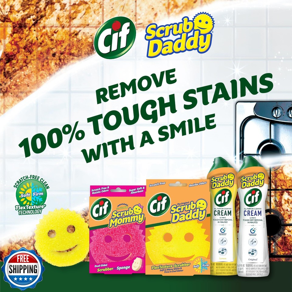 Scrub Daddy Scrub Mommy + Cif Cream All Purpose Cleaner, Original ...