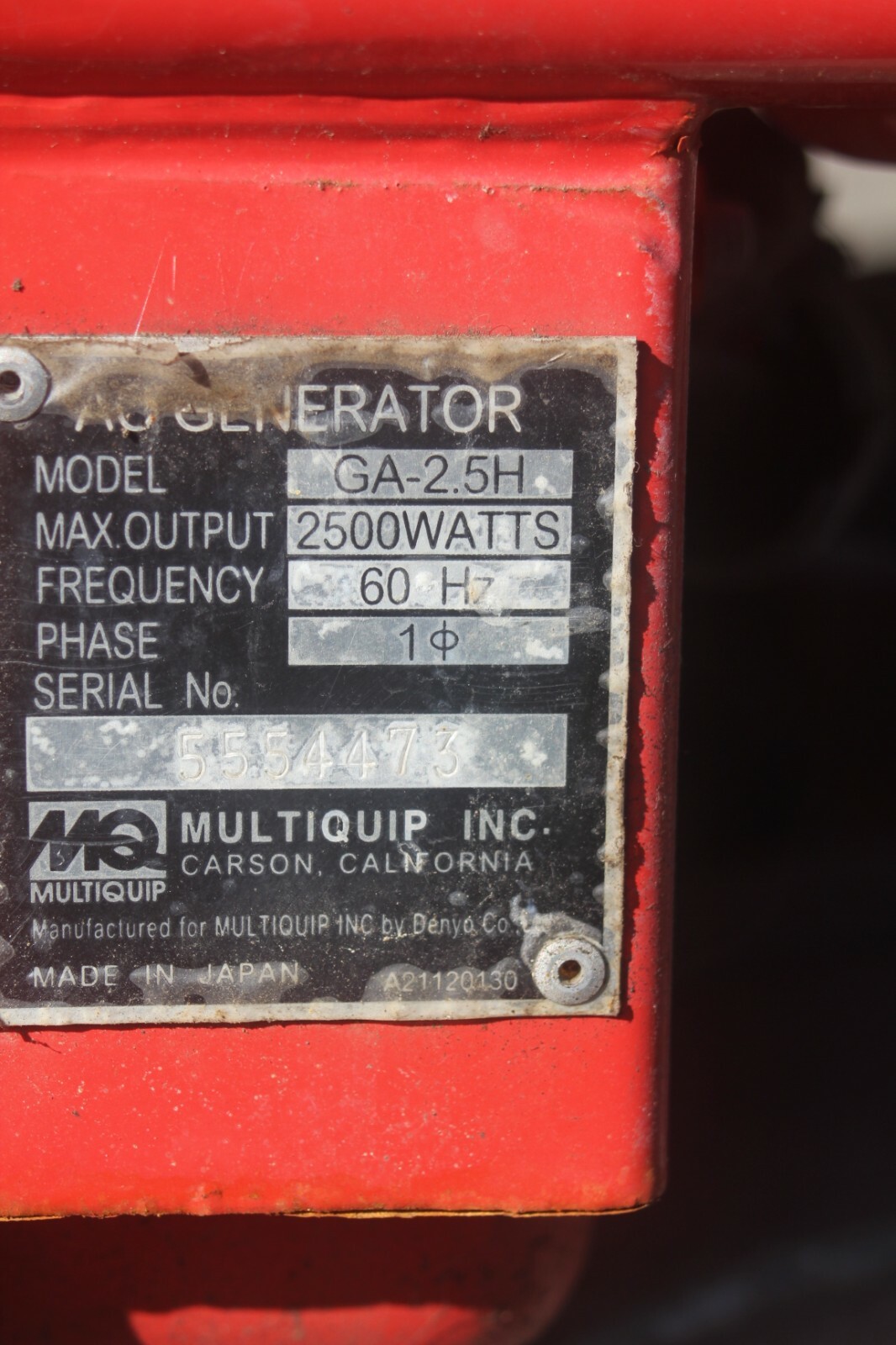 MQ Multiquip Portable Generator GA2.5H | eBay