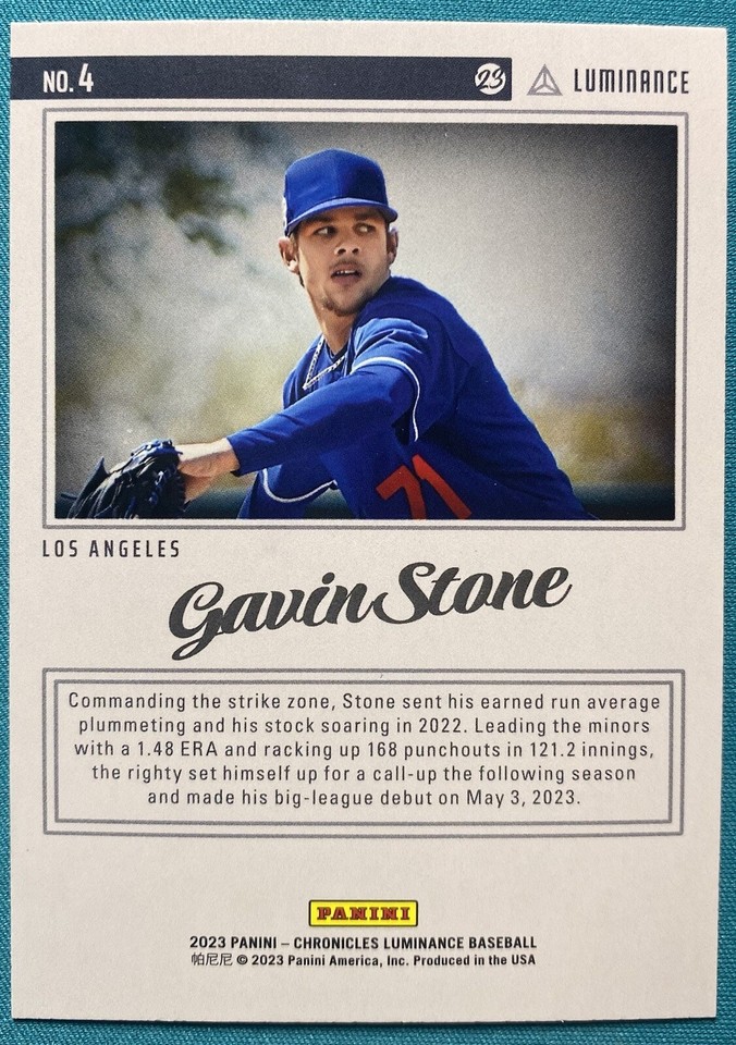 2023 Panini Chronicles Luminance #4 Gavin Stone Rookie Los Angeles ...