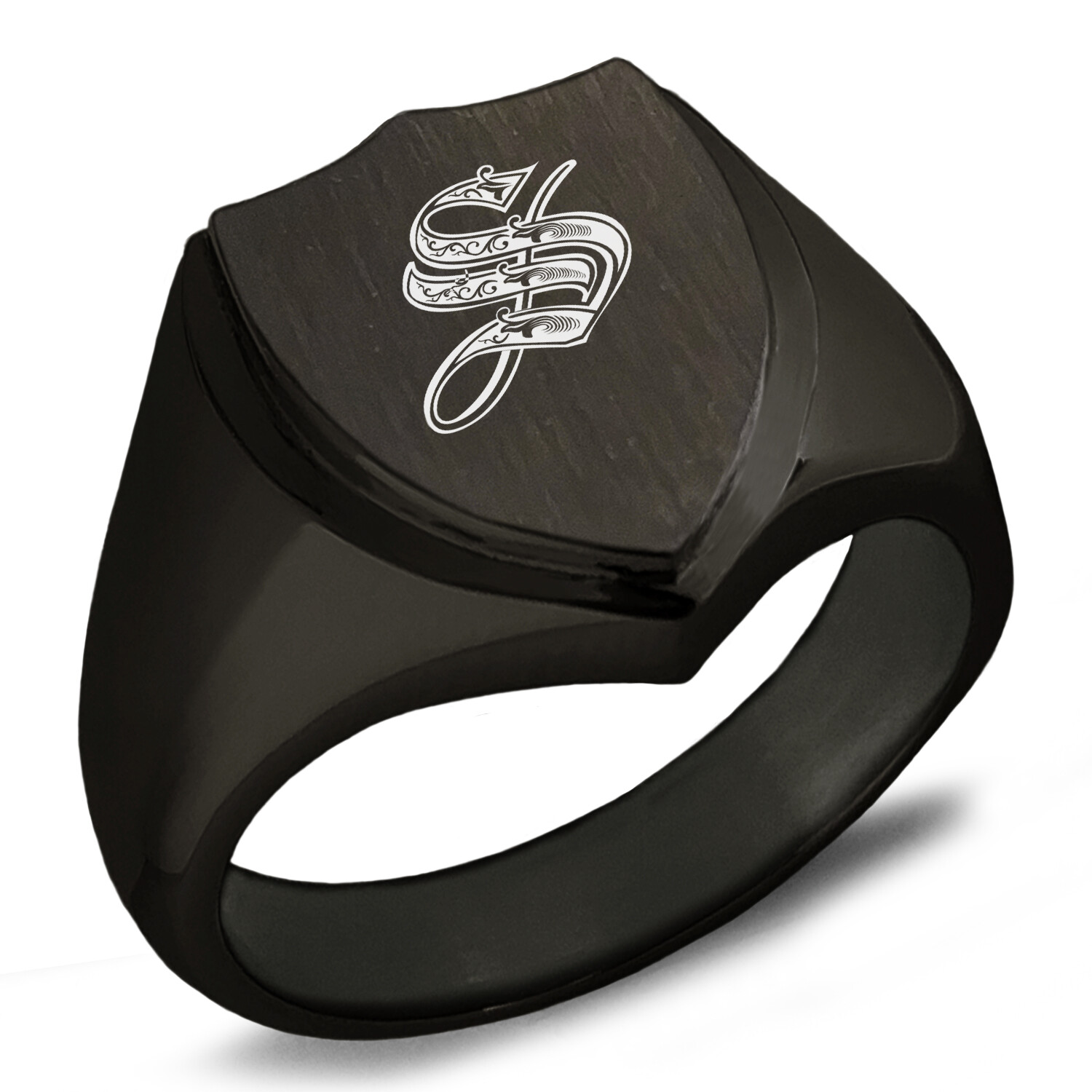 Stainless Steel Letter S Initial Royal Monogram Shield Crest Mens ...