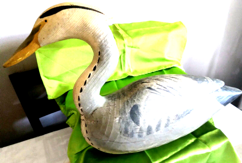 LARGE 23" HP WOOD DECOY Bird Duck Egret Folk Art hand painted hunting ...