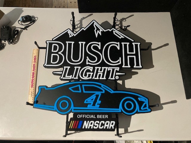 🌟 NIB Busch Light #4 Nascar LED Opti Neo Neon Beer Bar Sign Light ...