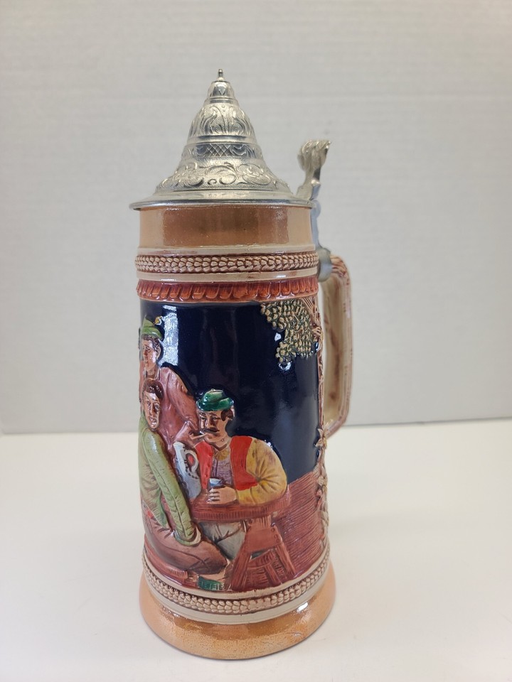 11” Vintage Western Germany Gerz Ceramic Beer Stein Pewter Lid Mug Gerzit Branch | eBay