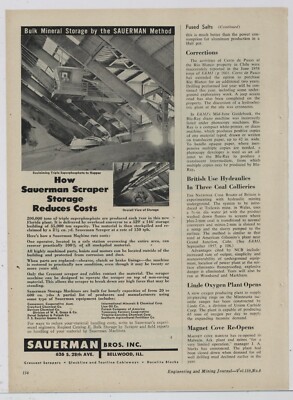 1958 Sauerman Brothers Ad: Sauerman Storage Machines - Crescent Scraper ...