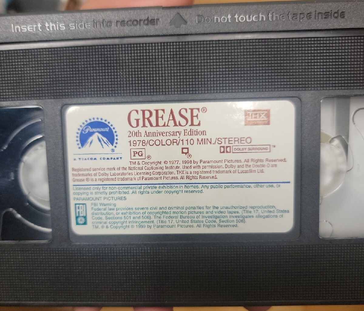 Grease VHS VCR Video Tape Movie John Travolta Olivia Newton-John (1977 ...