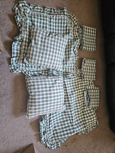 Vintage green checkered 8 pc set. | eBay