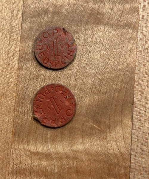 Vintage Lot of 154 OPA Red & Blue WWII Point Ration Tokens | eBay