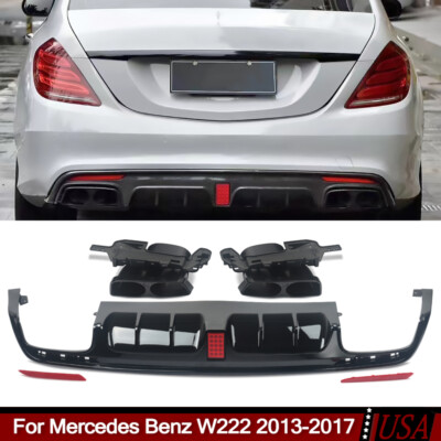 F1 Style Rear Bumper Diffuser Lip Fit Mercedes Benz W222 S400 S500 S550 ...